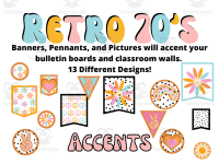 Retro 70s Classroom Decor Middle and High School Bulletin Board Accents ...
