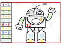 Robot Addition Doubles Facts | Color by Number Set 3 by Teach Simple