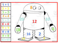 Robot Addition Doubles Facts | Color by Number Set 3 by Teach Simple