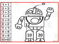 Robot Addition Doubles Facts | Color by Number Set 5 by Teach Simple
