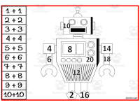 Robot Addition Doubles Facts | Color by Number Set 5 by Teach Simple