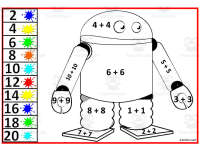 Robot Addition Doubles Facts | Color by Number Set 6 by Teach Simple