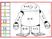 Robot Addition Doubles Facts | Color by Number Set 7 by Teach Simple