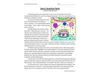 Sara's Surprise Party Reading Comprehension Worksheet by Teach Simple