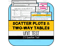 Scatter Plots & Two-Way Tables UNIT TEST by Teach Simple