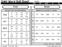 Sight Word Skill Sheets - Fry Words - First 100 by Teach Simple