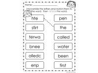 Sight Word Unscramble and Match the First 100 Most Commonly Used Sight ...