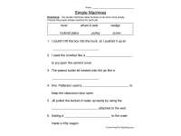 Simple Machines Fill in the Blanks Worksheet by Teach Simple