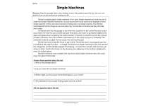 Simple Machines Reading Comprehension Worksheet by Teach Simple