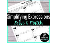 Simplifying Expressions - Solve + Match Worksheet by Teach Simple