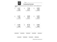 Subtracting Decimals Worksheet by Teach Simple