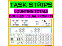 TASK STRIPS: COUNTING TOTALS WITH DOUBLES FACTS VISUAL PROMPTS CARDS by Teach Simple