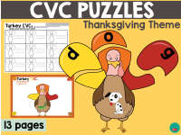 Thanksgiving CVC Puzzles by Teach Simple