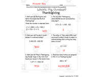 Thanksgiving Math Trivia Worksheet by Teach Simple