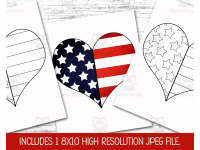 US Flag Heart Coloring Page, DIY Memorial Day Poster, Flag Day Activity ...