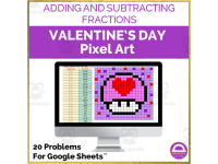 Valentine's Day Adding and Subtracting Fractions Pixel Art Activity by ...