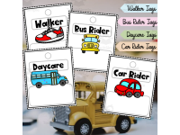 Walker Car Rider Bus Rider Daycare Tags by Teach Simple