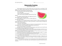 Watermelon Fractions Reading Comprehension Worksheet by Teach Simple