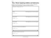 Why It Works Explaining Addition and Subtraction Worksheet by Teach Simple