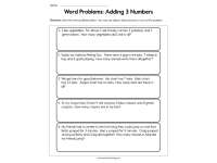 Word Problems Adding 3 Numbers Worksheet by Teach Simple