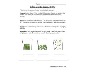 States of Matter Worksheets for Key Concepts