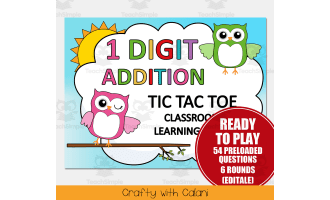 1 Digit Addition Jeoparty Math Classroom Game in Owl Theme by Teach Simple