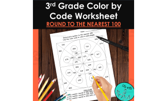 3rd Grade Color by Code Math Worksheet - Round to the Nearest 10 by ...