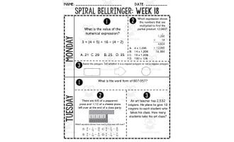 5th Grade Math Bellringer Review - Quarter 4 by Teach Simple