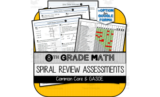 7th Grade Math Spiral Review Assessments (All-Year) w/ Student ...