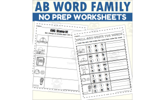 AB Word Family Fun Worksheets by Teach Simple