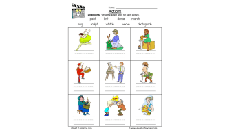 Identifying Action Words Worksheet by Teach Simple