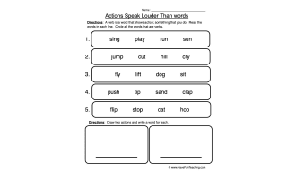 Verbs are Actions Verb Worksheet by Teach Simple