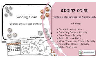 Adding Penny, Nickel, Dime Coins Worksheet by Teach Simple