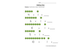 Adding One Equations Worksheet by Teach Simple