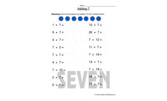 Adding Seven Matching Worksheet by Teach Simple