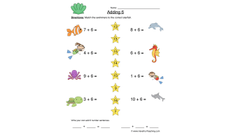 Adding Six Equations Worksheet by Teach Simple