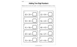 Adding Two Digit Numbers Multiple Addends Worksheet by Teach Simple