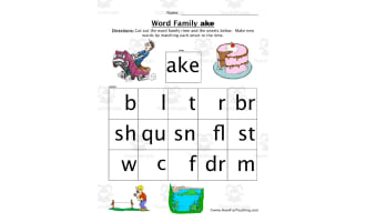 Letter E Word Families Worksheet by Teach Simple