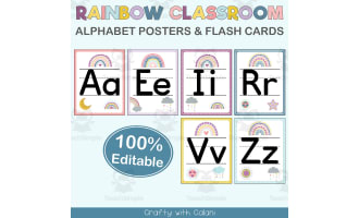 Alphabet Poster & Flashcards in Pastel Groovy Theme - 100% Editable by ...