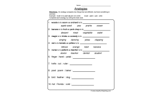 Analogies Word Bank Worksheet by Teach Simple