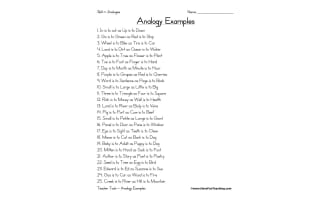 Complete the Analogy Worksheet by Teach Simple