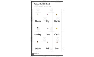Animal Words Matching Worksheet by Teach Simple