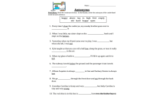 Antonym Worksheet by Teach Simple