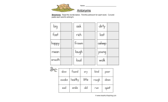 Antonym Worksheet by Teach Simple