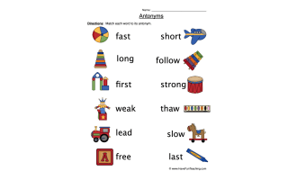 Antonyms Game Worksheet by Teach Simple