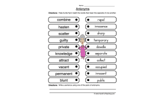 Antonyms Cutting Worksheet by Teach Simple
