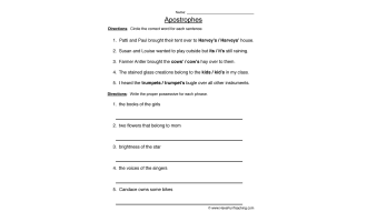 Possession & Contraction Apostrophe Worksheet by Teach Simple