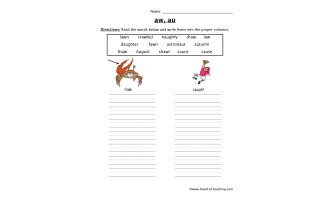 Diphthong AU AW Vowel Sounds Activity Packet and Worksheets by Teach Simple