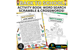 Back to School Activity Book: Word Search, Scramble, Sudoku, Crossword ...