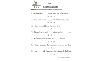 Fill in the Blank Ending Blends Worksheet by Teach Simple